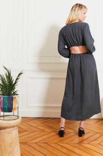 Robes Femmes Casual Chic|Robes Grises|Robe Chic et Manches Longues